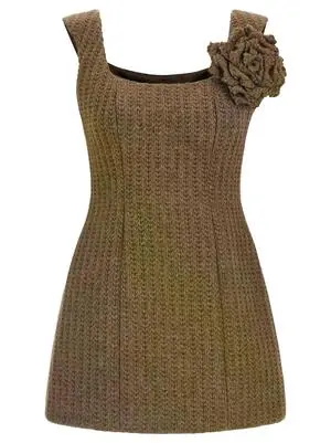 Giuseppe Di Morabito Cable-knit Mini Dress With Floral Applique - Brown