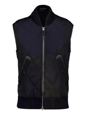 TOM FORD Diamond-Quilted Leather-Trim Gilet
