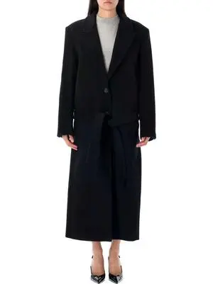 Attico Wool-blend Belted Coat - Black