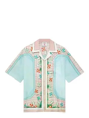 Casablanca Poolside-print Short-sleeve Shirt - Blue