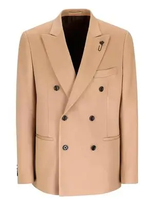 LARDINI Double-breasted Peak-lapel Jacket - Neutrals