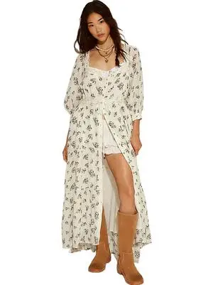Free People Morning Meadows Long-sleeve Maxi Dress - Moonglow Combo