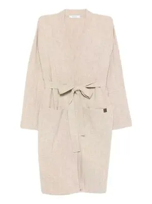 Max Mara Ribbed Belted Cardigan - Neutrals