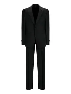 LARDINI Cotton Single-button Suit - Black