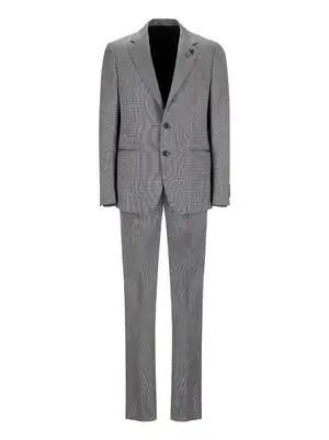 LARDINI Notched Houndstooth Suit - Grey