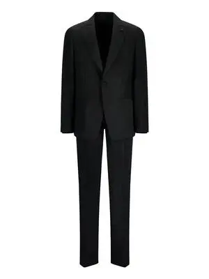 LARDINI Cotton Single-button Suit - Black