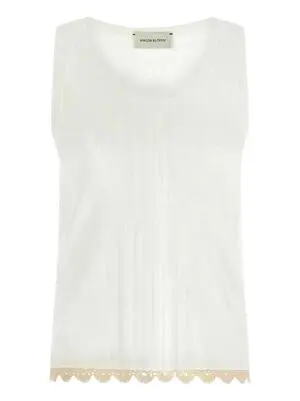 Magda Butrym Ribbed Crochet-trimmed Top - White