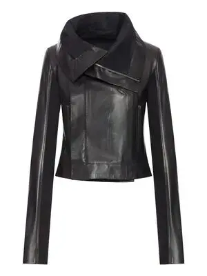 RICK OWENS Asymmetrical-Collar Leather Jacket