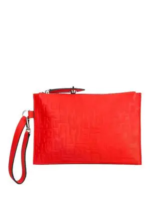 Longchamp Leather Wristlet Clutch Bag - Red
