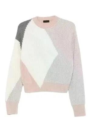 Liu Jo Geometric-pattern Wool-blend Sweater - Pink