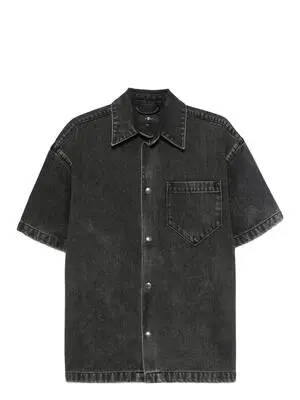 7 For All Mankind Short-sleeve Denim Shirt - Black