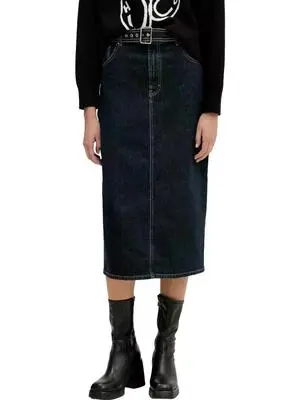 Hugo Belted Denim Midi Skirt - Blue