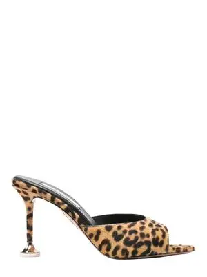 AQUAZZURA 95mm Leopard-print Heeled Mules - Brown