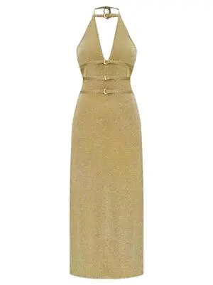 Cult Gaia Halterneck Buckled Midi Dress - Yellow
