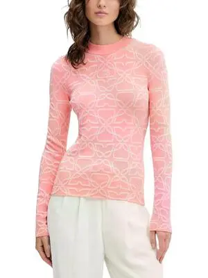 Hugo Logo-pattern Long-sleeve Sweater - Pink