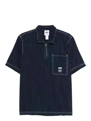 Adidas Wabash Pinstripe Half-zip Polo Shirt - Blue