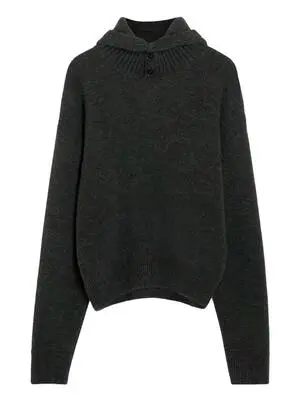 LEMAIRE Buttoned Hooded Sweater - Black