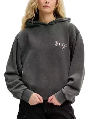 Hugo Logo-embroidered Hoodie - Grey