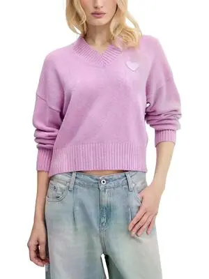 Hugo Boss Heart-detail V-neck Sweater - Pink