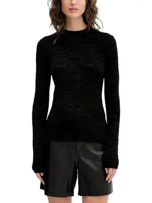 Hugo Embossed-pattern Long-sleeve Sweater - Black