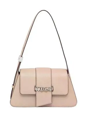 Hugo Logo-plaque Flap Shoulder Bag - Neutrals
