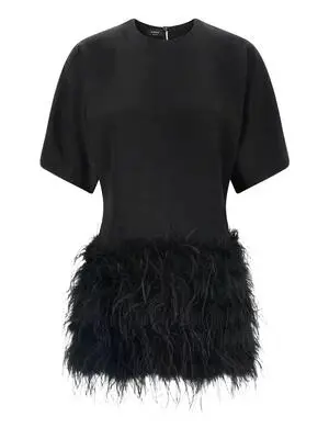 Pinko Feather-trimmed Dress - Black