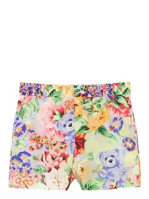 Moschino Floral-teddy Bear Printed Shorts - Green