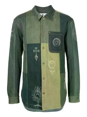 MARINE SERRE Patchwork Shirt - Green