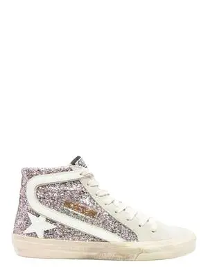 GOLDEN GOOSE Glitter Panel High-top Sneakers - Pink