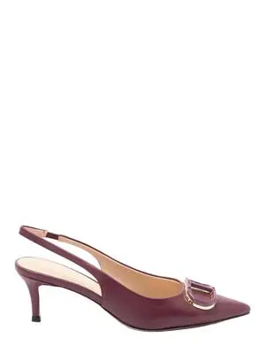 TWINSET 60mm Slingback Leather Pumps - Purple