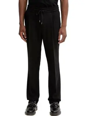 Hugo Boss Herringbone Drawstring Trousers - Black