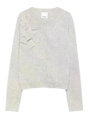 ALLUDE Flower-embellished Cardigan - Grey