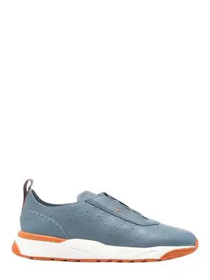 Santoni Perforated Leather Sneakers Blue