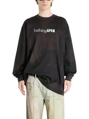 A BATHING APE Logo-print Tie-dye Long-sleeve T-shirt - Black
