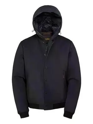 MOORER Hooded Bomber Jacket - Blue