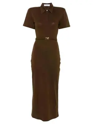 ROWEN ROSE Short Sleeve Midi Dress - Brown
