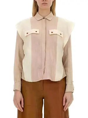 ALYSI Two-tone Cotton Shirt - Neutrals