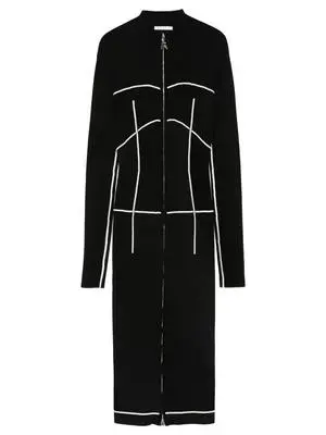 Patrizia Pepe Zip-front Contrast-knit Dress - Black