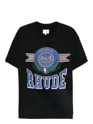 Rhude Crest-print Cotton T-shirt - Black