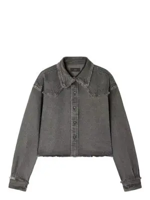 Alanui Frayed-hem Denim Shirt - Grey