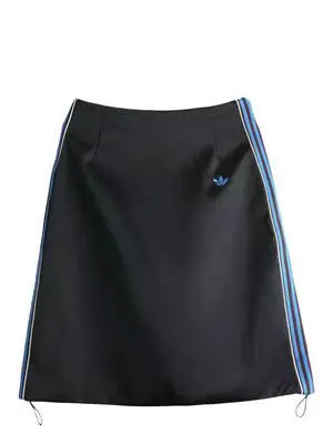 Adidas Satin Stripe-detail Skirt - Black