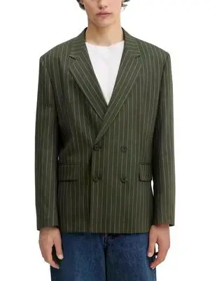 Hugo Pinstripe Double-breasted Blazer - Green