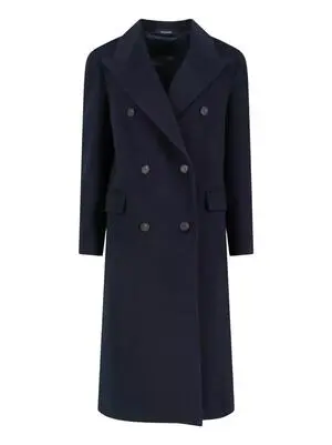 Tagliatore Double-breasted Belted Coat - Blue