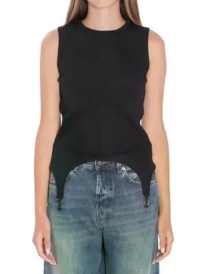 JEAN PAUL GAULTIER Ribbed Hook-detail Top - Black