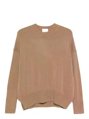 ALLUDE Crew-neck Cashmere Sweater - Brown