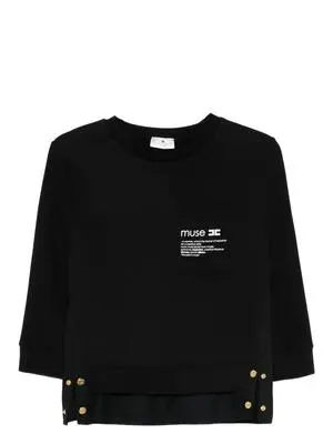 Elisabetta Franchi Button Detail T-shirt - Black