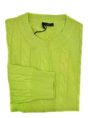 Manrico Cashmere Cashmere Cable Knit Sweater - Green