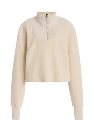 LES TIEN Haley Cropped Half-Zip Sweatshirt