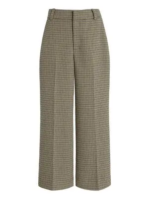 FAVORITE DAUGHTER Fiona Cropped Houndstooth Trousers - Plaid