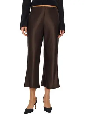 REFORMATION Gale Satin Capri Pant - Brown